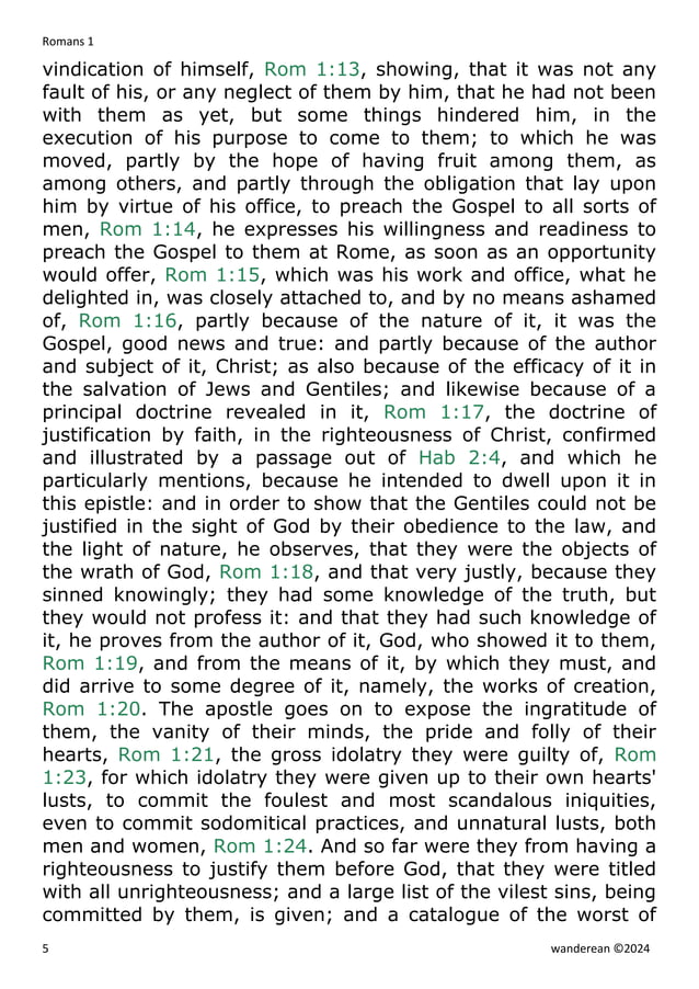 Romans 1 - Collection of Biblical Commentaries | PDF