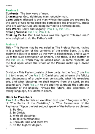 Psalms Chapter 1 - Collection of Biblical Commentaries | PDF