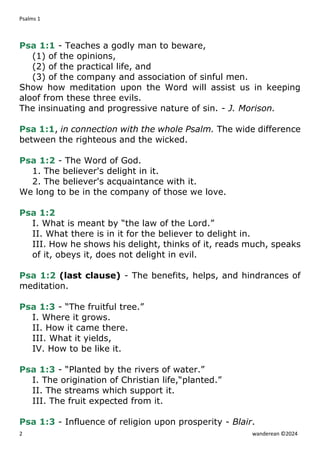 Psalms Chapter 1 - Collection of Biblical Commentaries | PDF