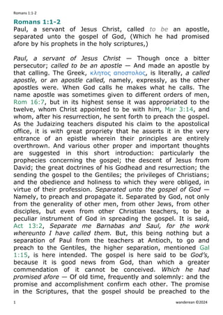 Romans 1:1-2 - Collection of Biblical Commentaries | PDF