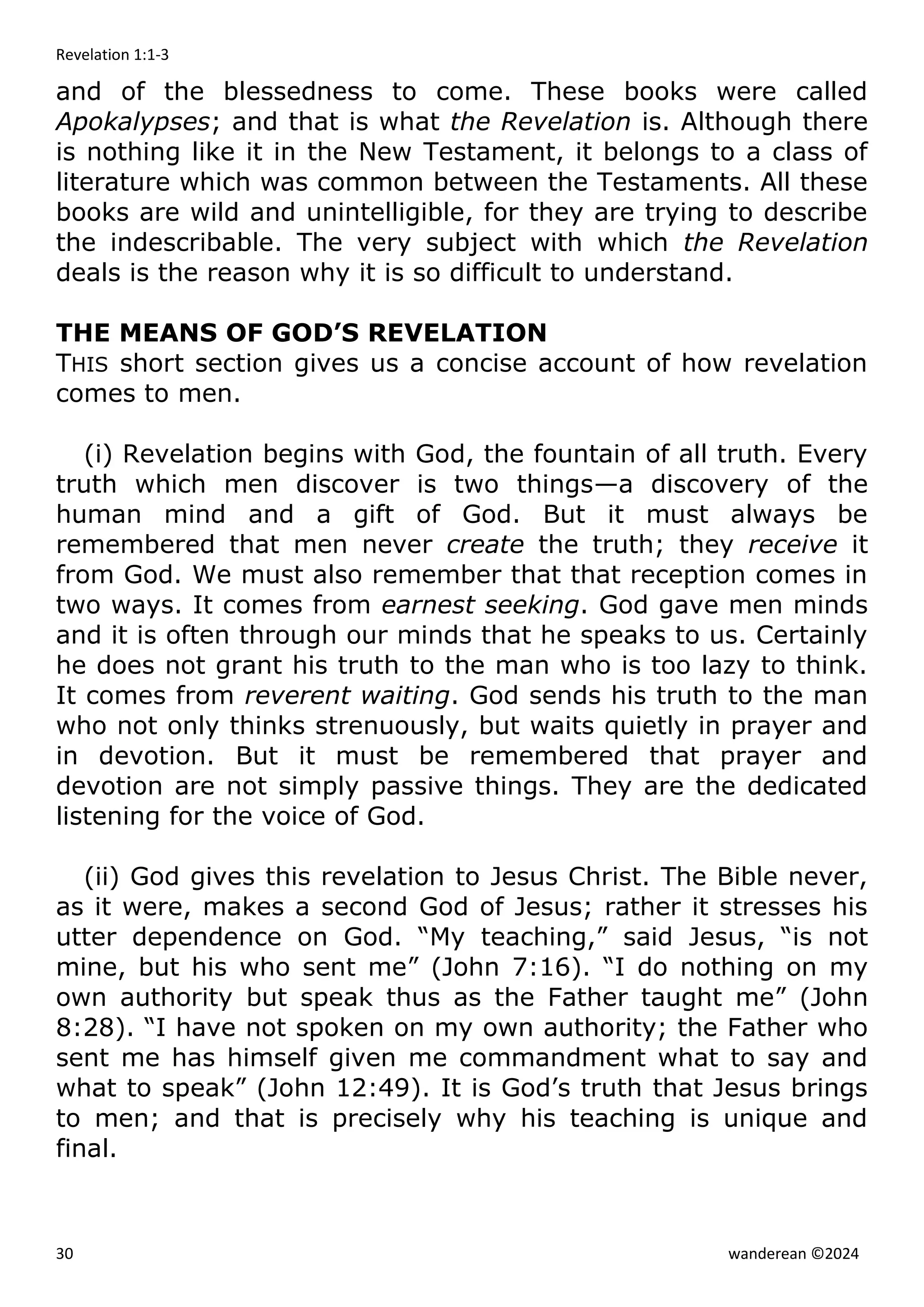 Revelation 1:1-3 - Collection of Biblical Commentaries | PDF