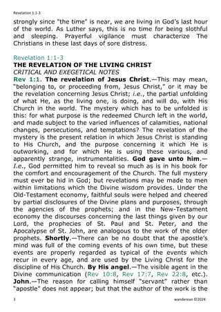 Revelation 1:1-3 - Collection of Biblical Commentaries | PDF