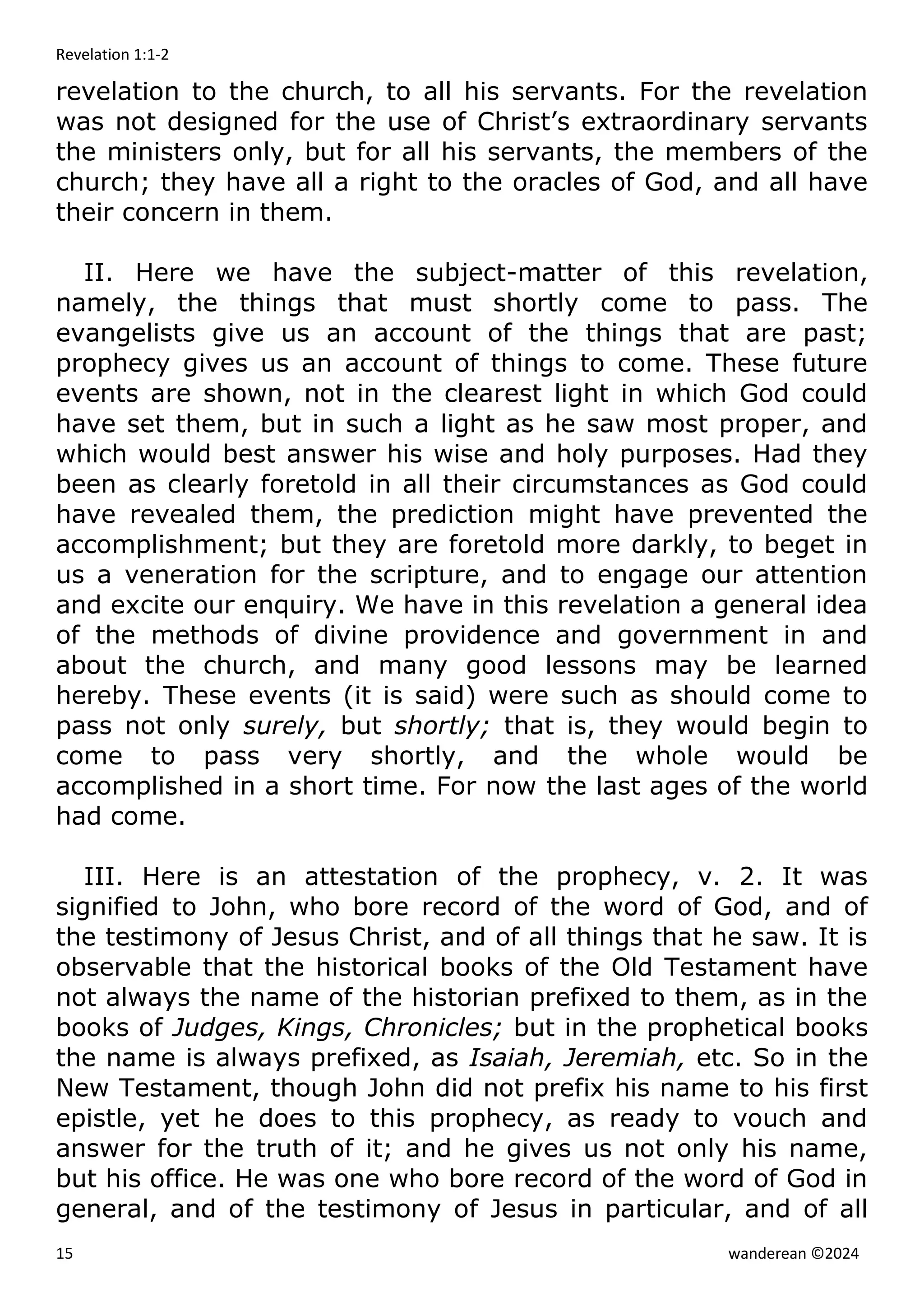 Revelation 1:1-2 - Collection of Biblical Commentaries | PDF