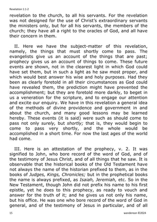 Revelation 1:1-2 - Collection of Biblical Commentaries | PDF