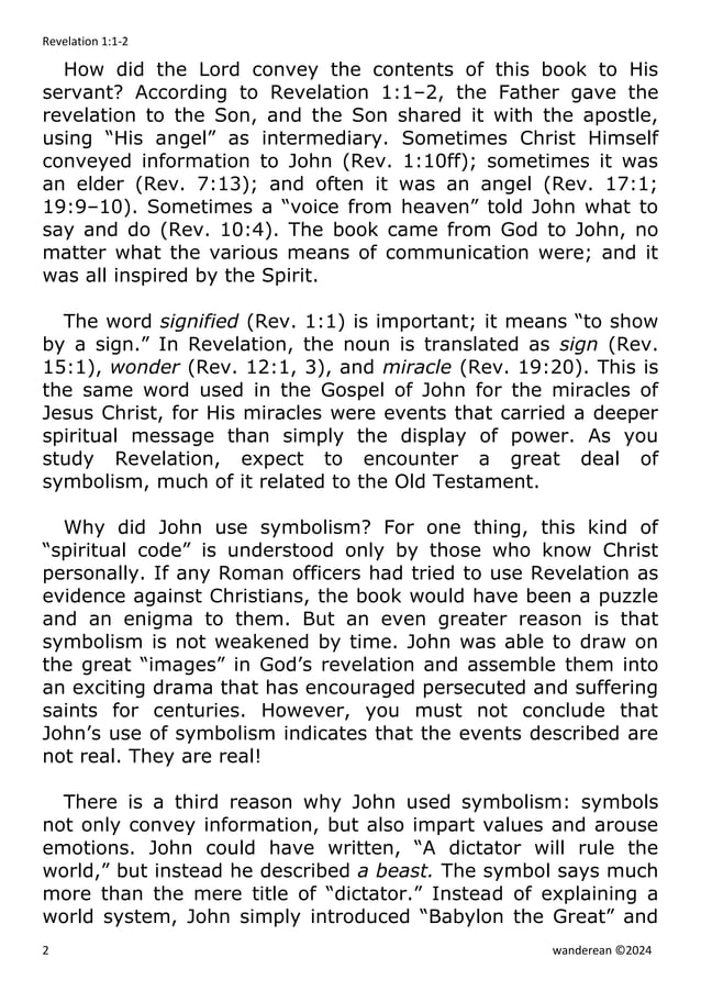 Revelation 1:1-2 - Collection of Biblical Commentaries | PDF