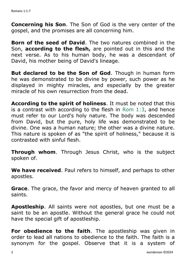 Romans 1:1-7 || Collection of Biblical Commentaries | PDF | Free Download