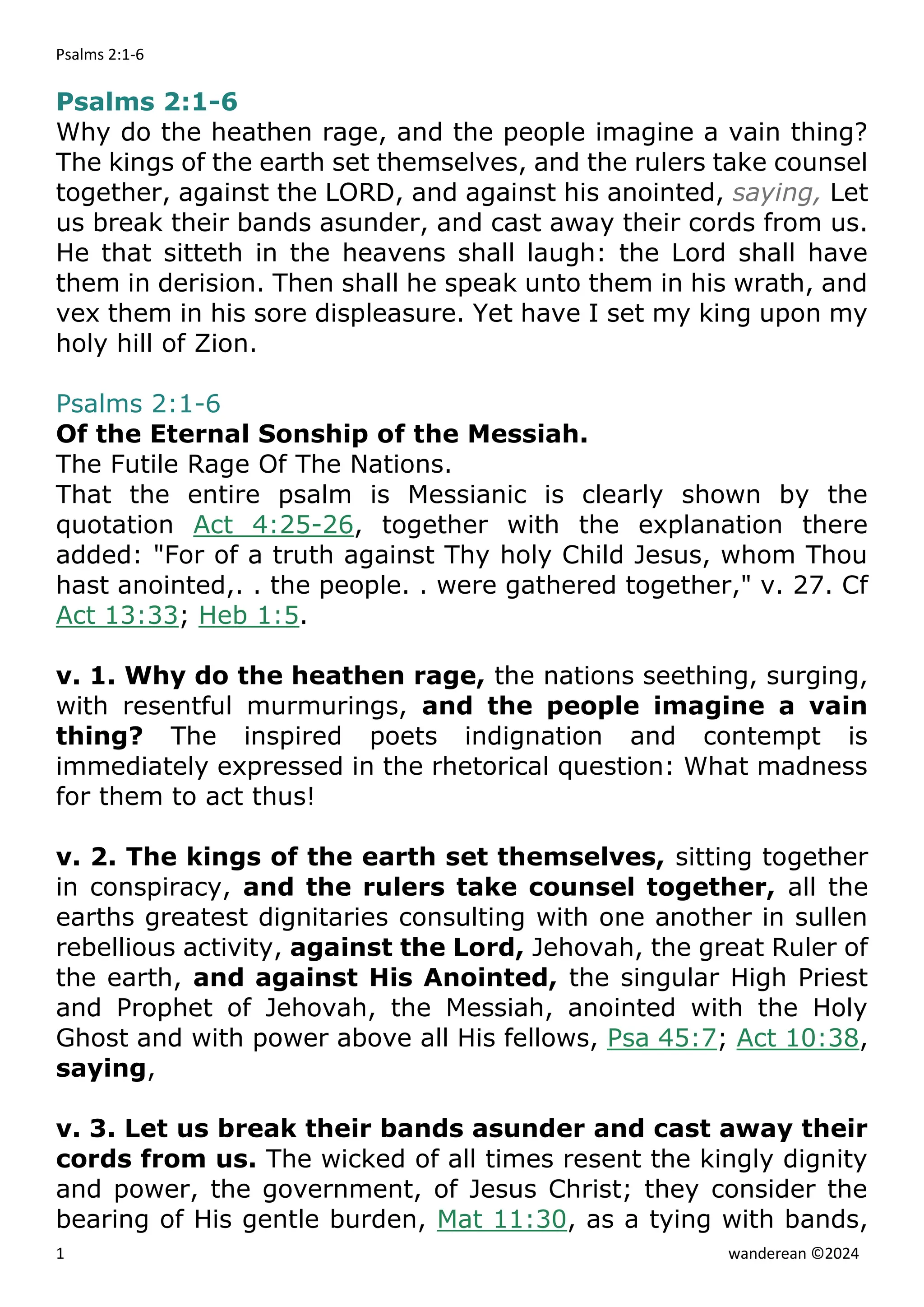Psalms 2:1-6 || Collection of Biblical Commentaries | PDF