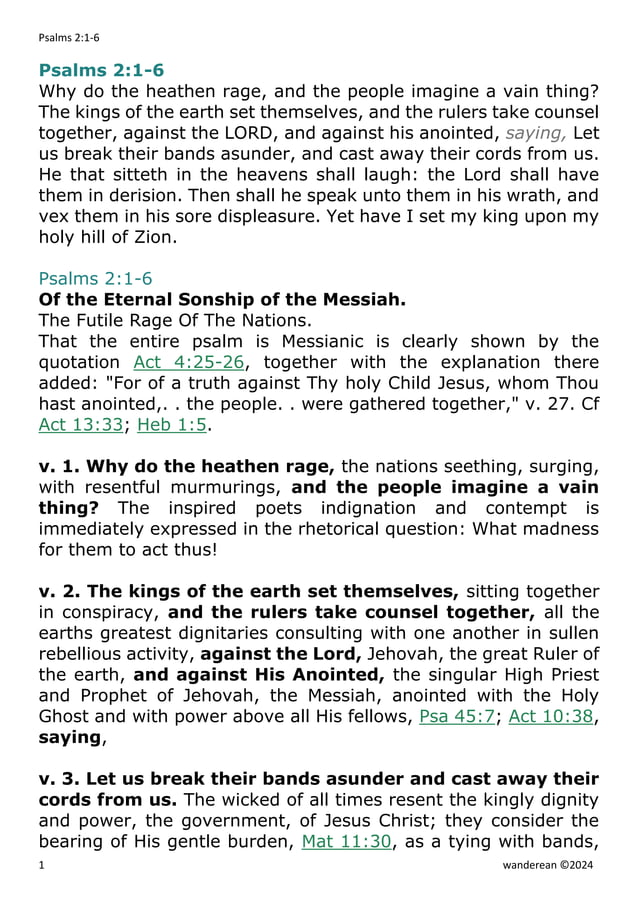 Psalms 2:1-6 || Collection of Biblical Commentaries | PDF