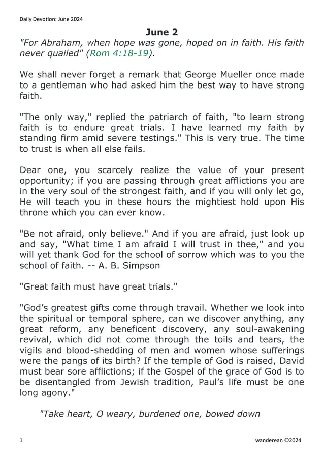 June 02 || Collection of Daily Devotionals | PDF