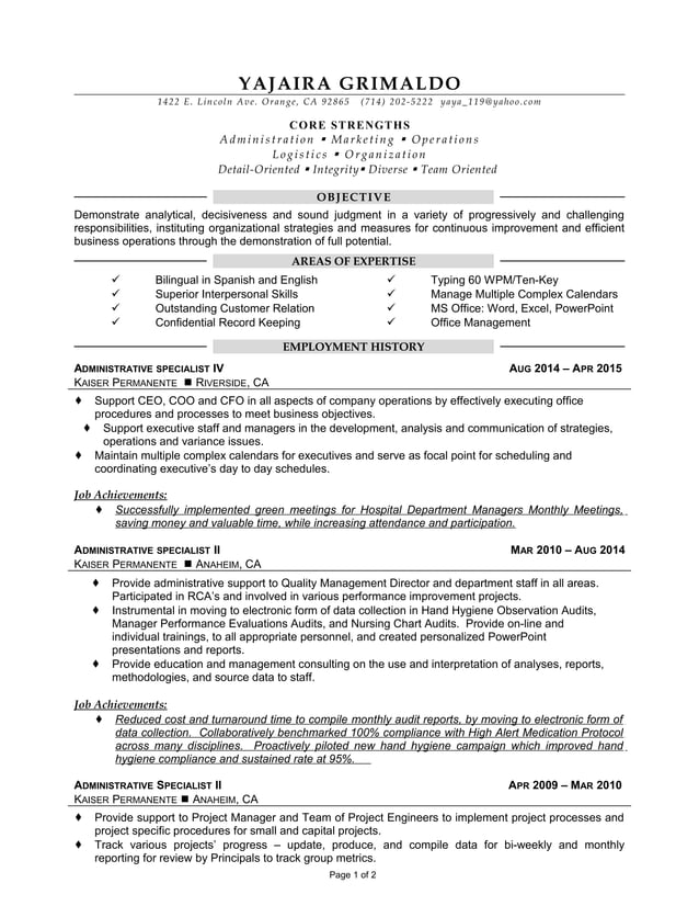 Exec.Support.Specialist_ Y.Grimaldo_11-18-15 | PDF
