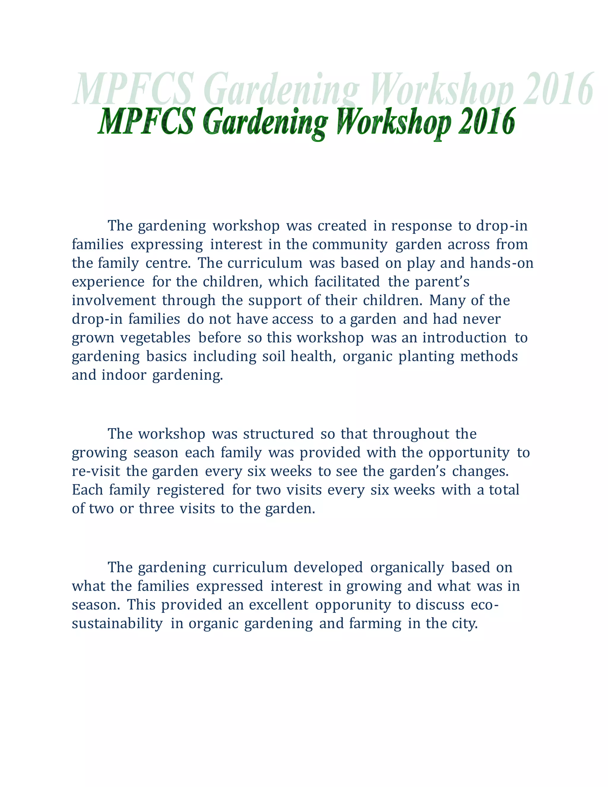 Pedagogical Narration of Gardening Workshop 2016 | DOCX