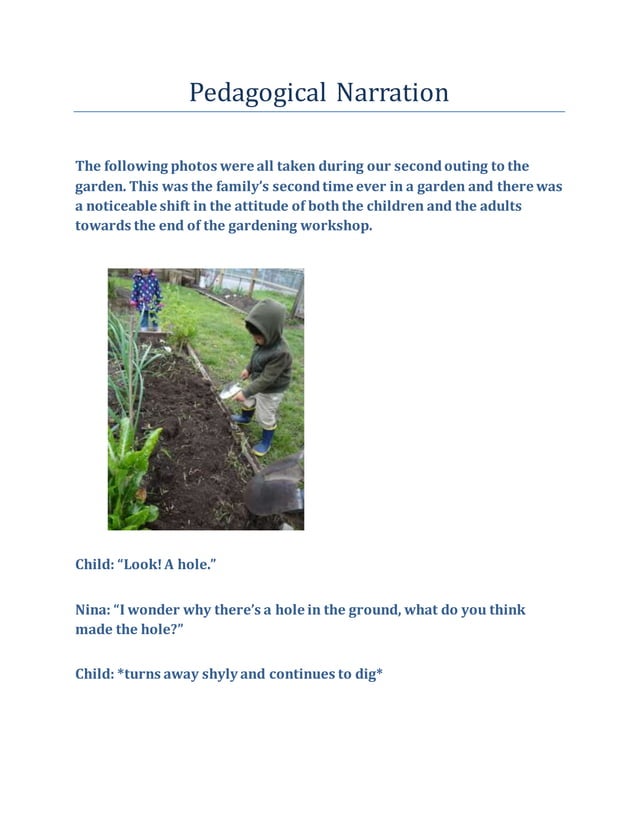 Pedagogical Narration of Gardening Workshop 2016 | PDF
