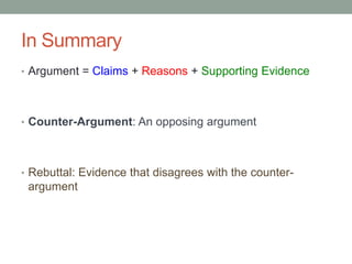 What is an Argument: A Foundation for ELA in the Common Core Era | PPT