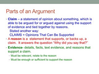 What is an Argument: A Foundation for ELA in the Common Core Era | PPT