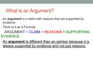 What is an Argument: A Foundation for ELA in the Common Core Era | PPT