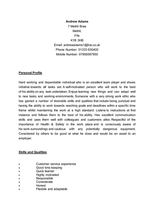 Andrew Adams cv 16 | PDF