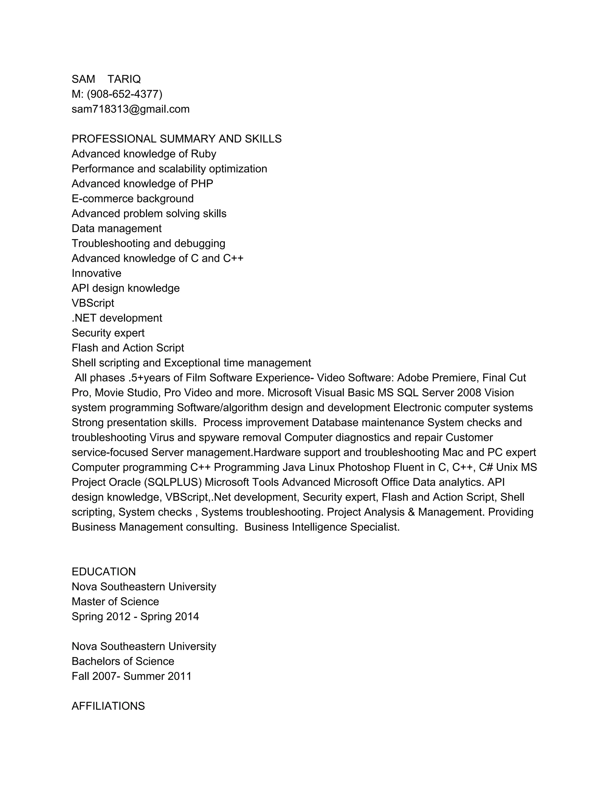 SamResumebasic | PDF