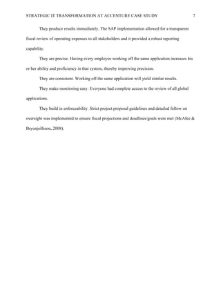 Accenture Case Study - Art Perez MSIS625 | PDF