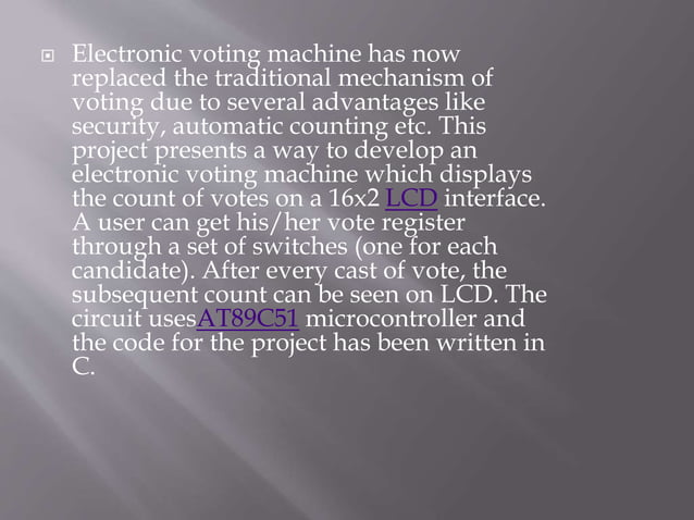 LCD based voting machine using 8051 microcontroller ( | PPTX