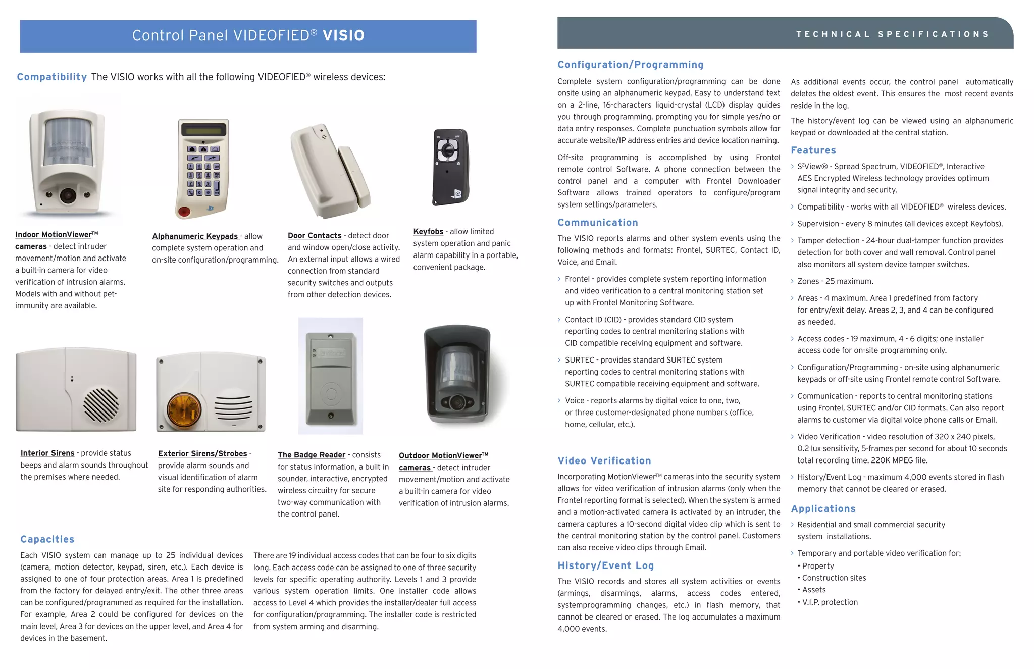 00 control panel videofied visio specifications sheet | PDF