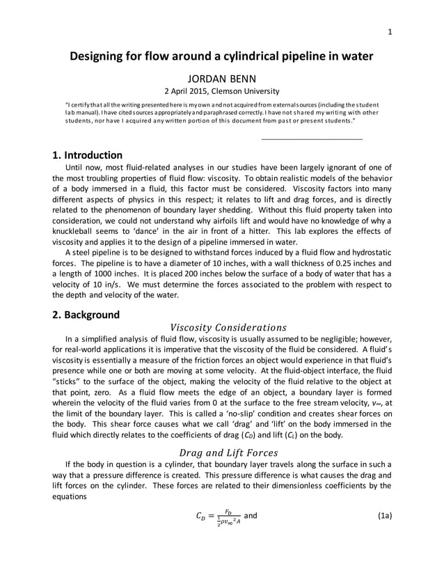 ME3330_FluidFlow_Lab_Report | DOCX | Physics | Science