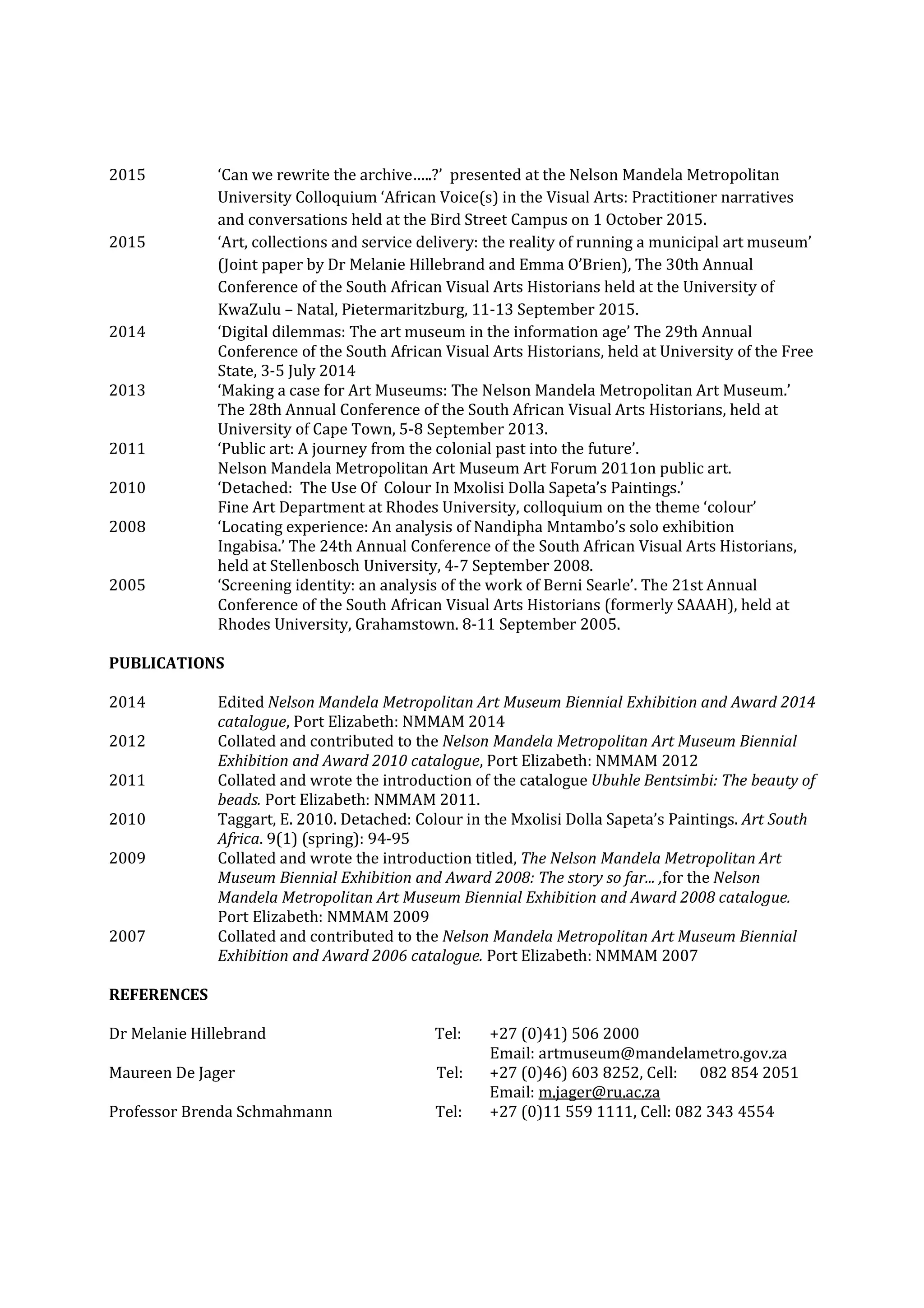 Curriculum Vitae updated 16 November 2015 | PDF