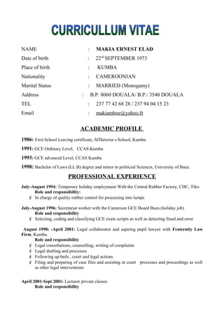 CURRICULLUM VITAE ernest | DOC