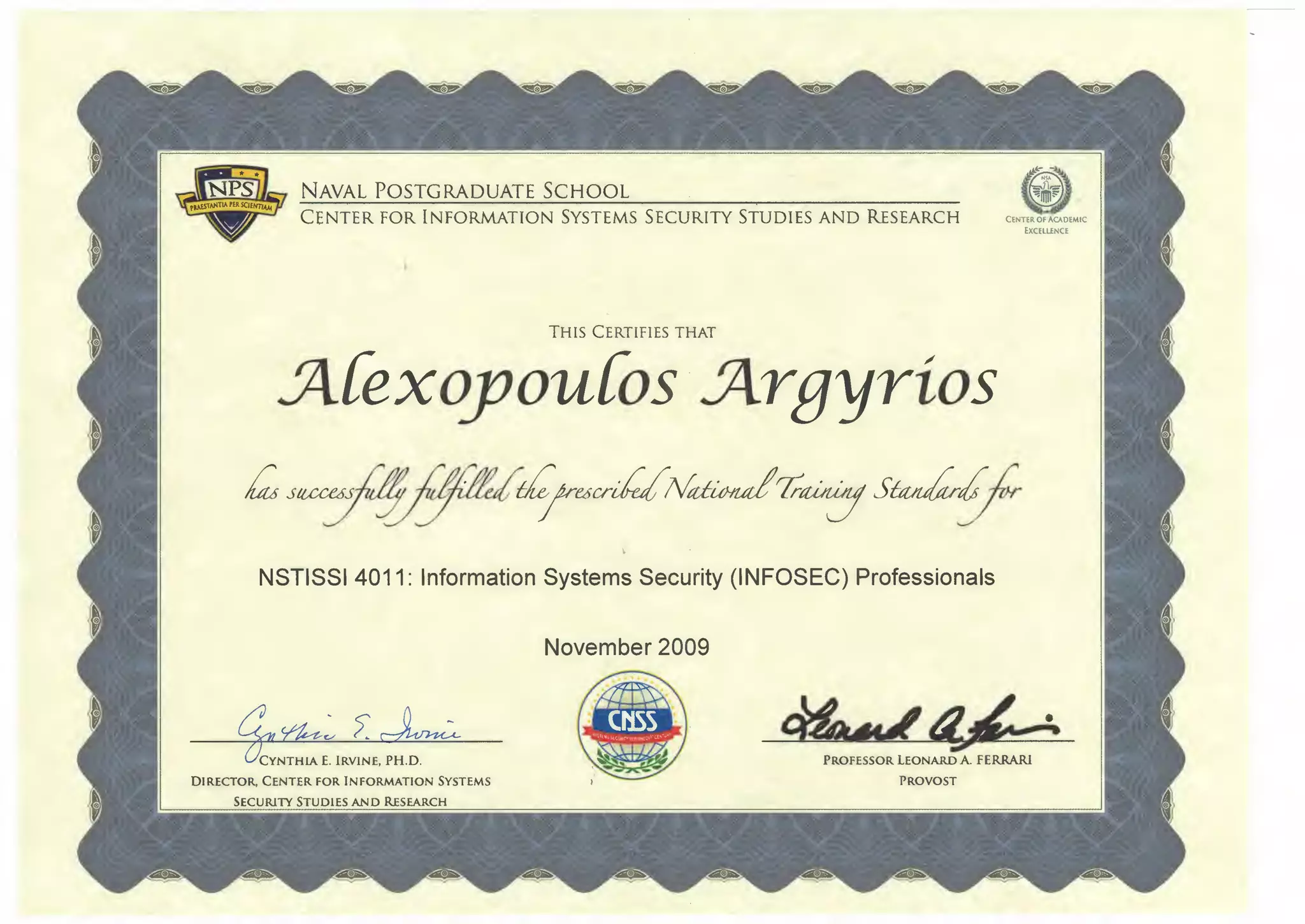 NSTISSI 4011 INFOSEC PROFESSIONALS CERT | PDF