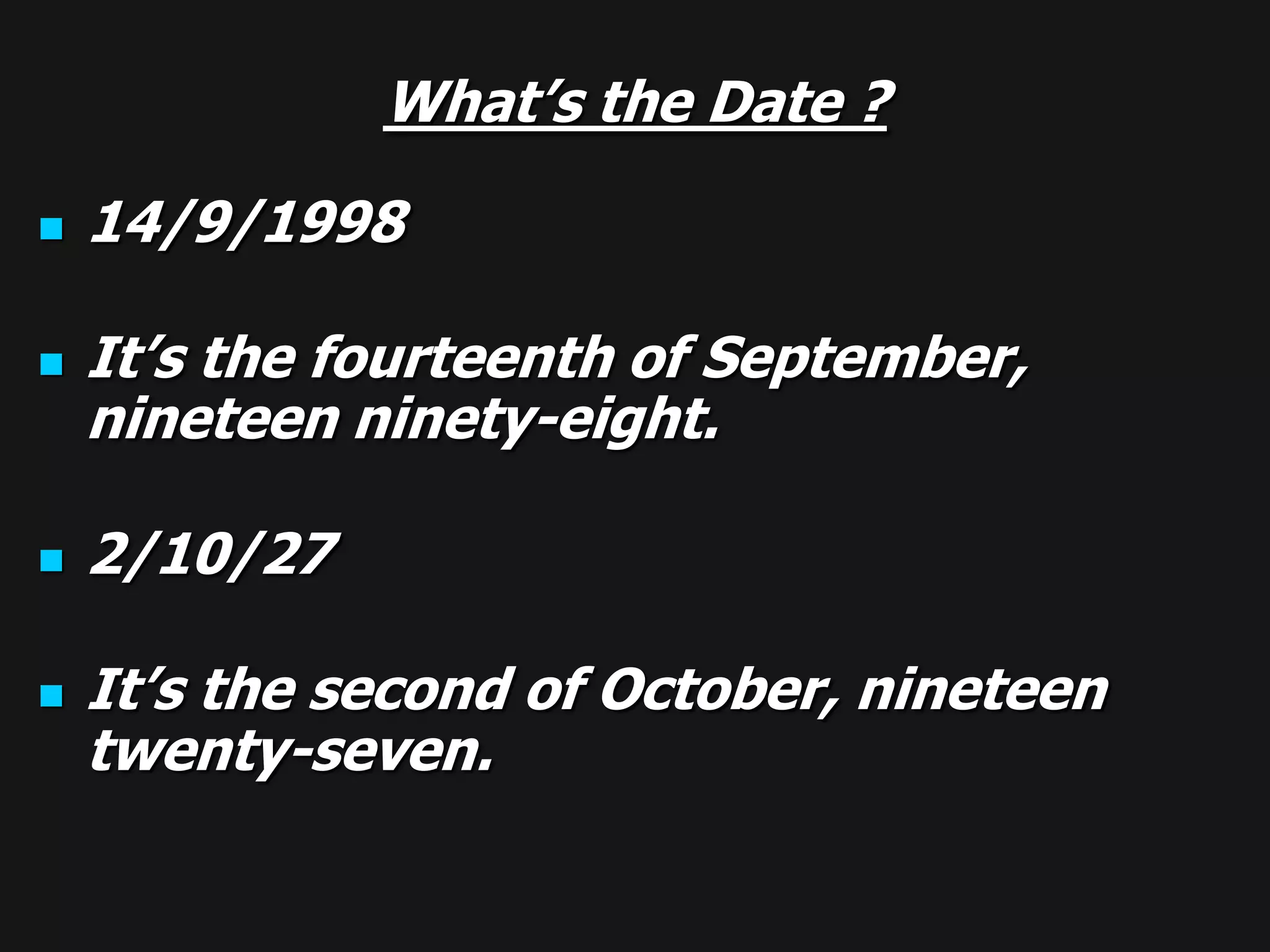 dates and ordinal numbers | PDF