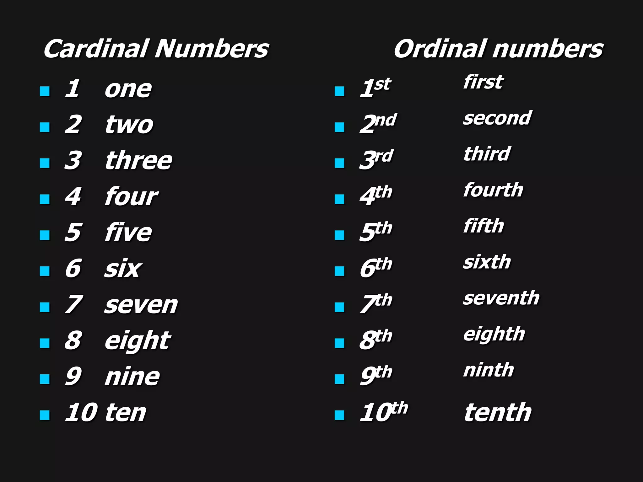 dates and ordinal numbers | PPT