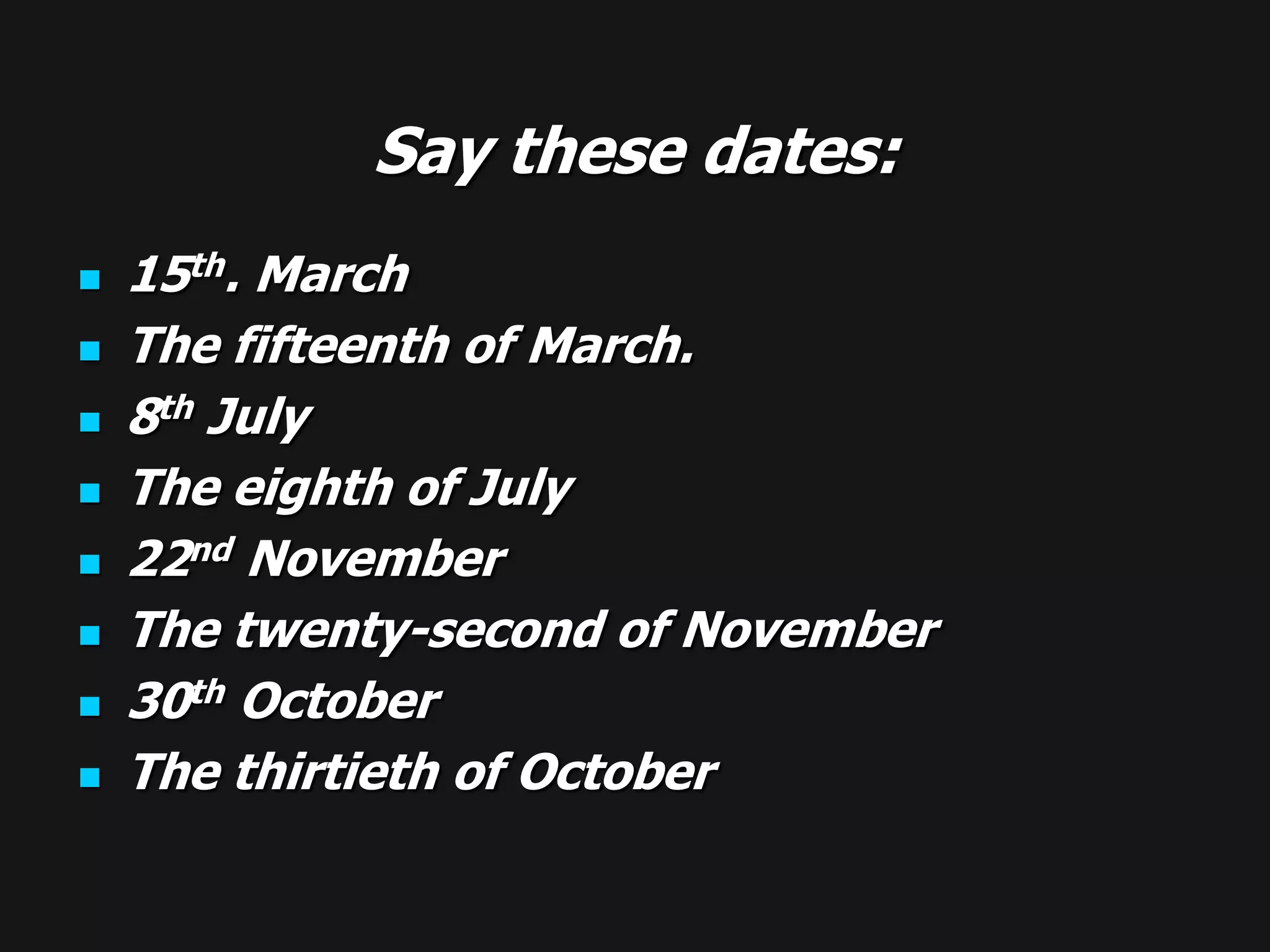 dates and ordinal numbers | PDF