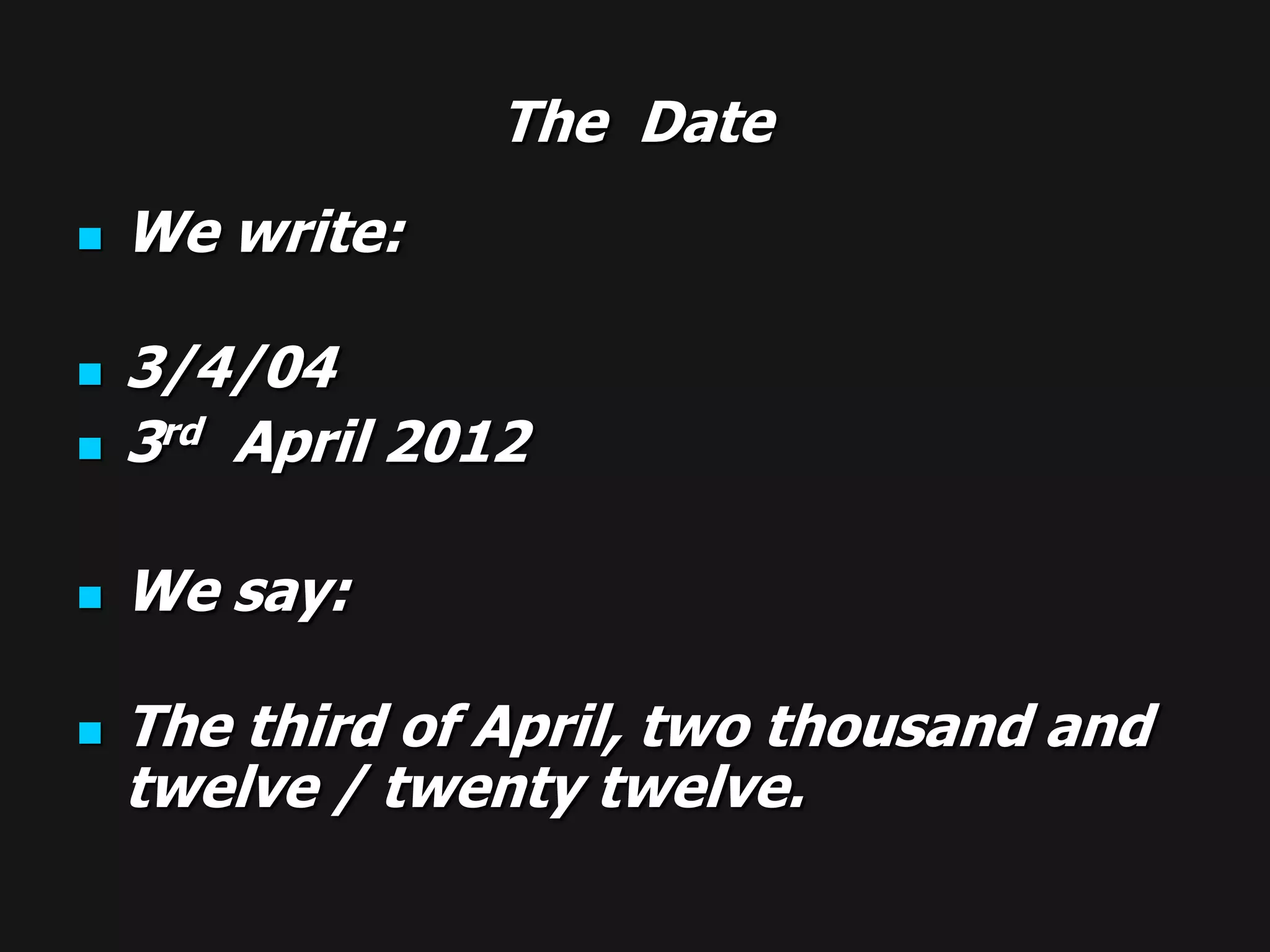 dates and ordinal numbers | PDF