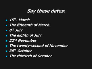 dates and ordinal numbers | PDF