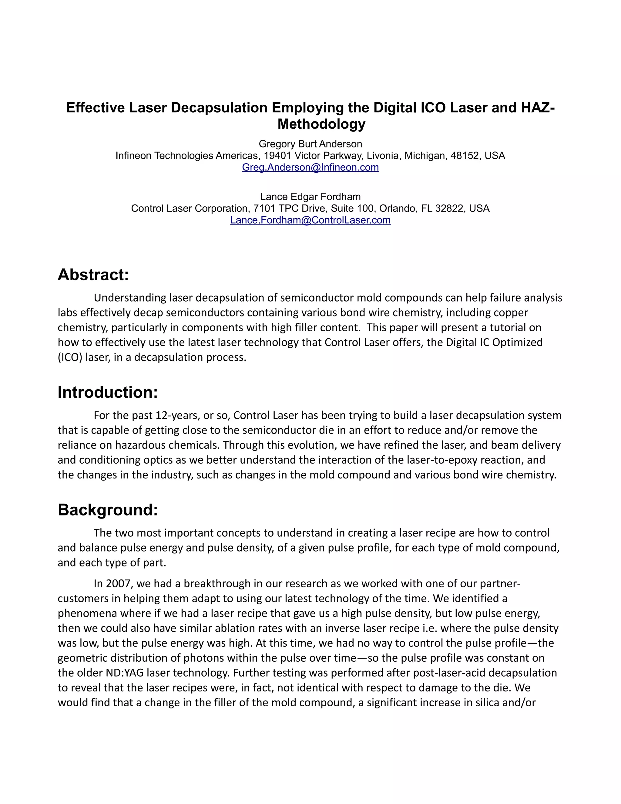 Effective Laser Decapsulation Employing the Digital ICO Laser and HAZ ...