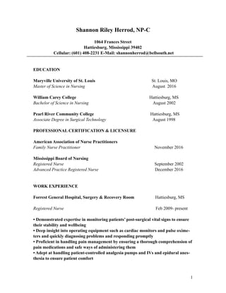 Shannon's resume fnp-pdf2 | PDF