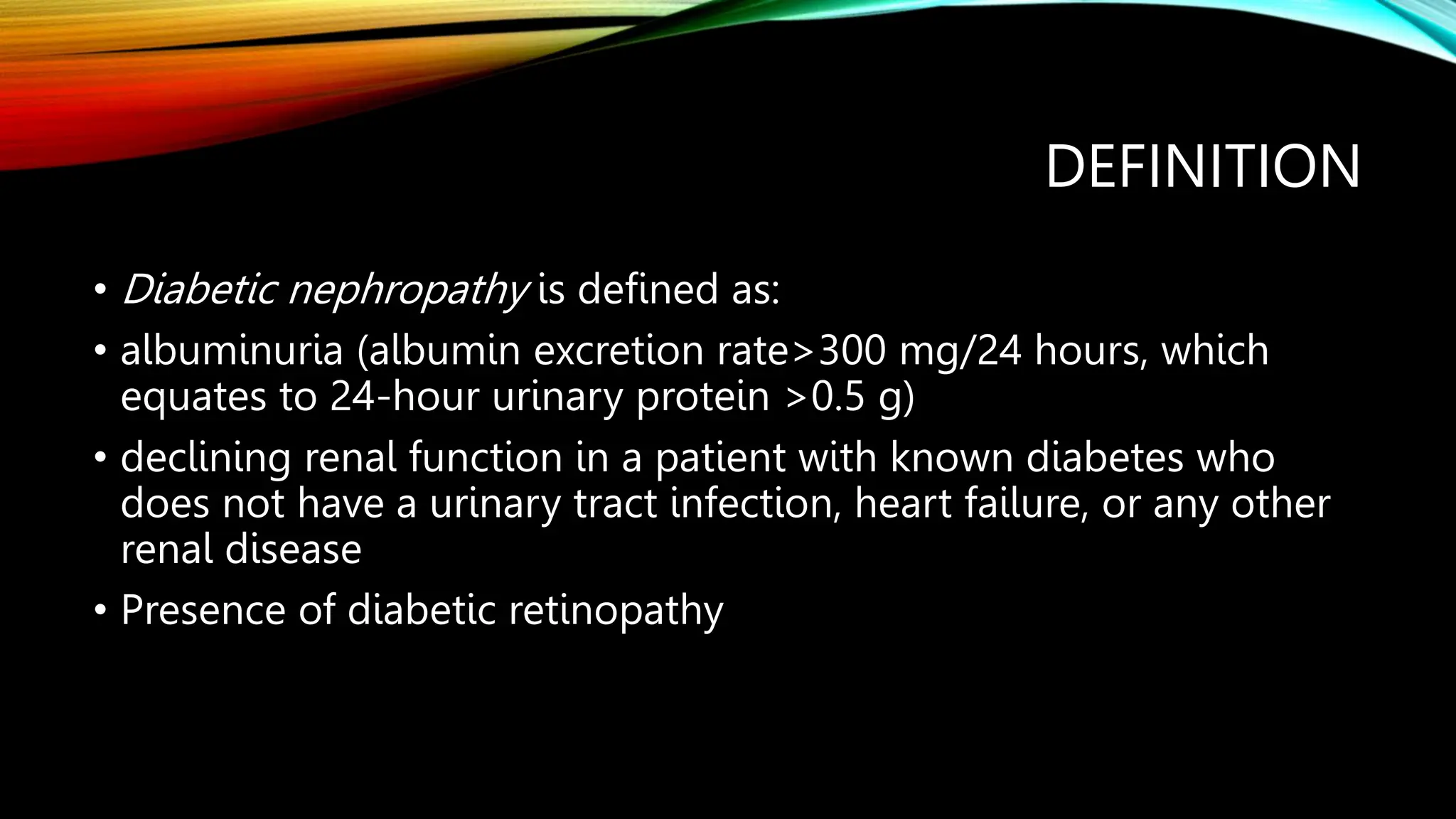 Diabetic nephropathy diagnosis treatment | PPTX