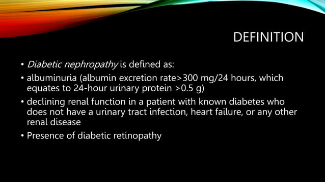Diabetic nephropathy diagnosis treatment | PPTX