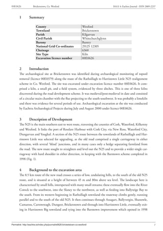 Archaeological Excavation Report E0626 - Bricketstown, Co. Wexford ...