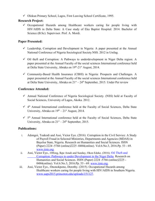 VICTOR EYO ASSI CURRICULUM VITEA | PDF