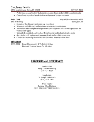 Lewis, Stephany Resume | DOCX