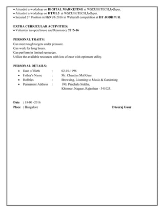 Dheeraj Gaur Resume | PDF