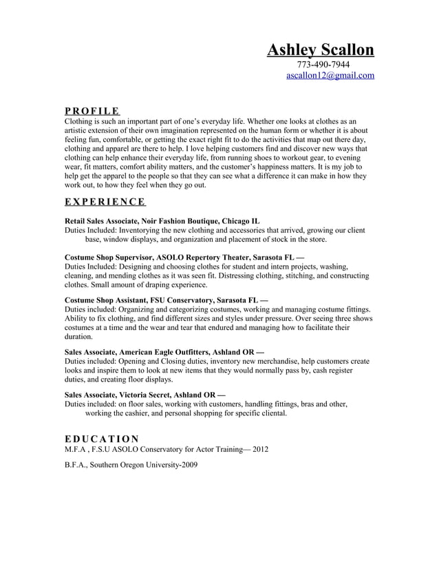 clothing resume | PDF