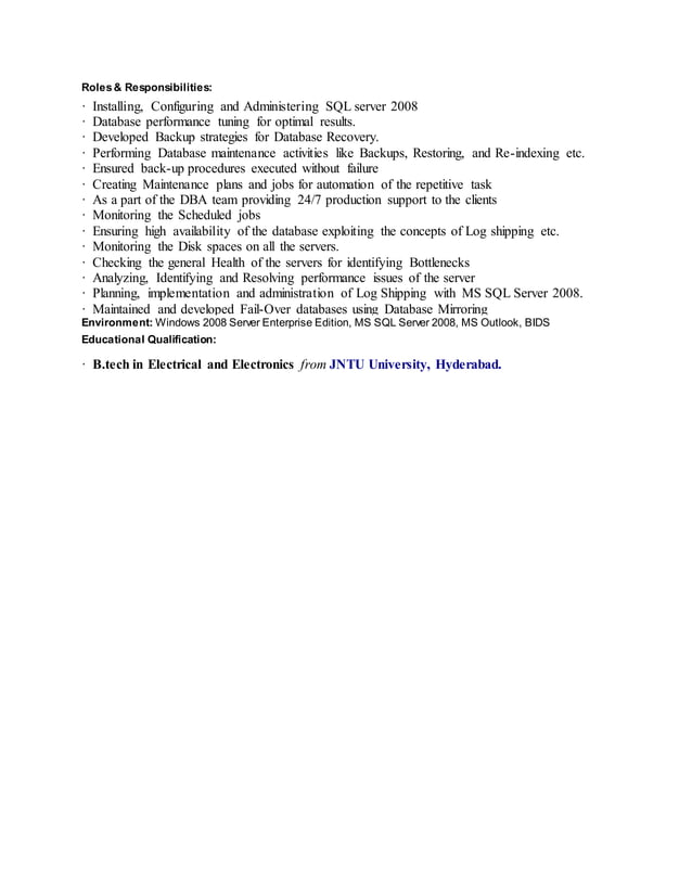 SQL DBA SURESH RESUME | DOCX