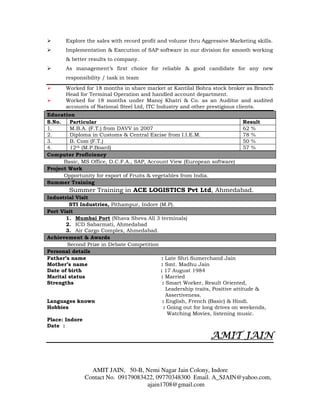New Resume - Amit | PDF | Business | Business and Finance