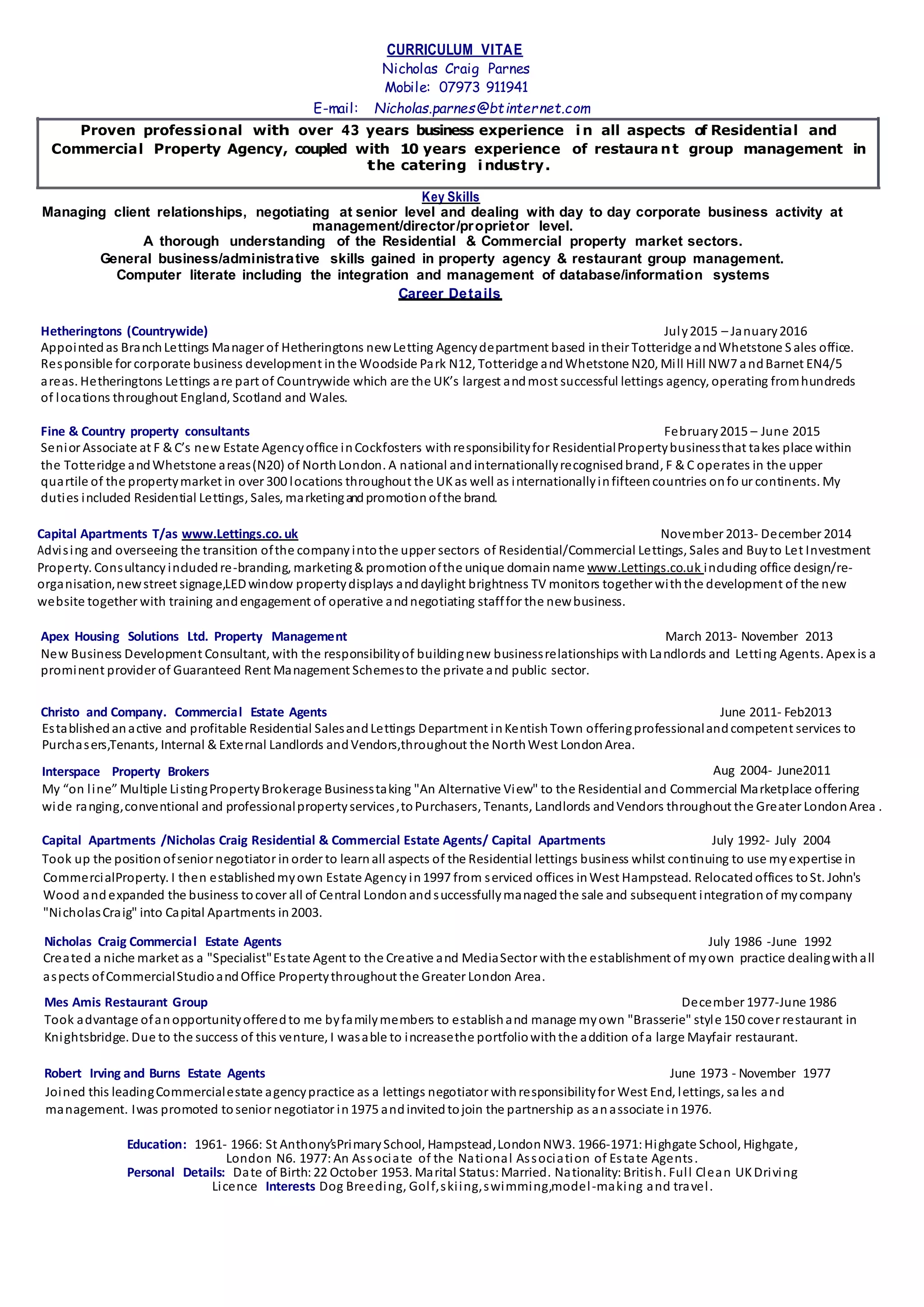 CURRICULUM VITAE REVISED JANUARY 2016 WITHOUT ADDRESS | DOCX