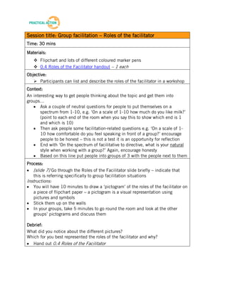 Facilitation Training Materials - Facilitator Guide | PDF