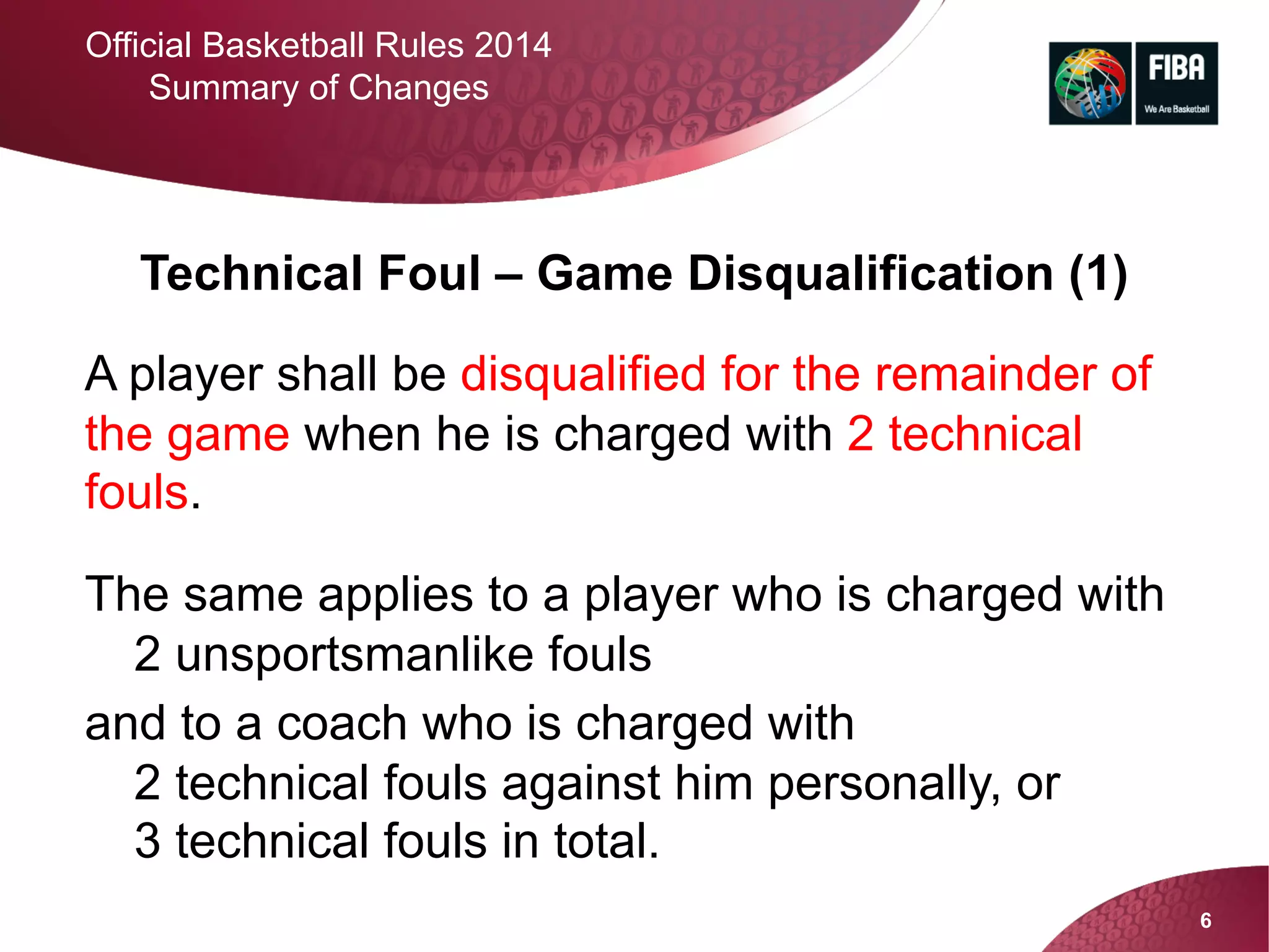 FIBA Official Basketball Rules: Summary Change 2014 | PDF