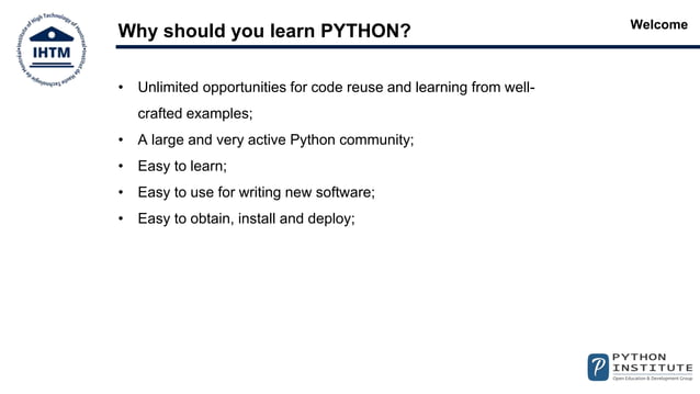 Python PCEP Welcome Opening | PPTX