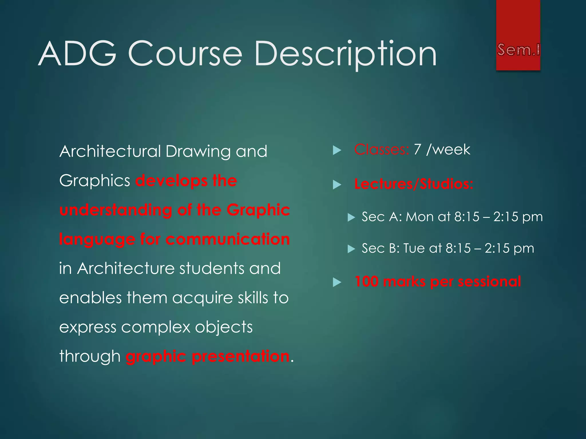 Inrto to Architectural Drawing and Graphics I | PPTX