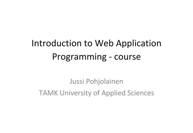 Introduction to Web Application Course | PPT